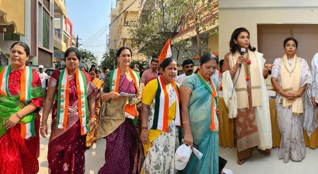 చేవెళ్లలో భర్తల కోసం భార్యల ప్రచారం | Wives campaign for husbands in ...